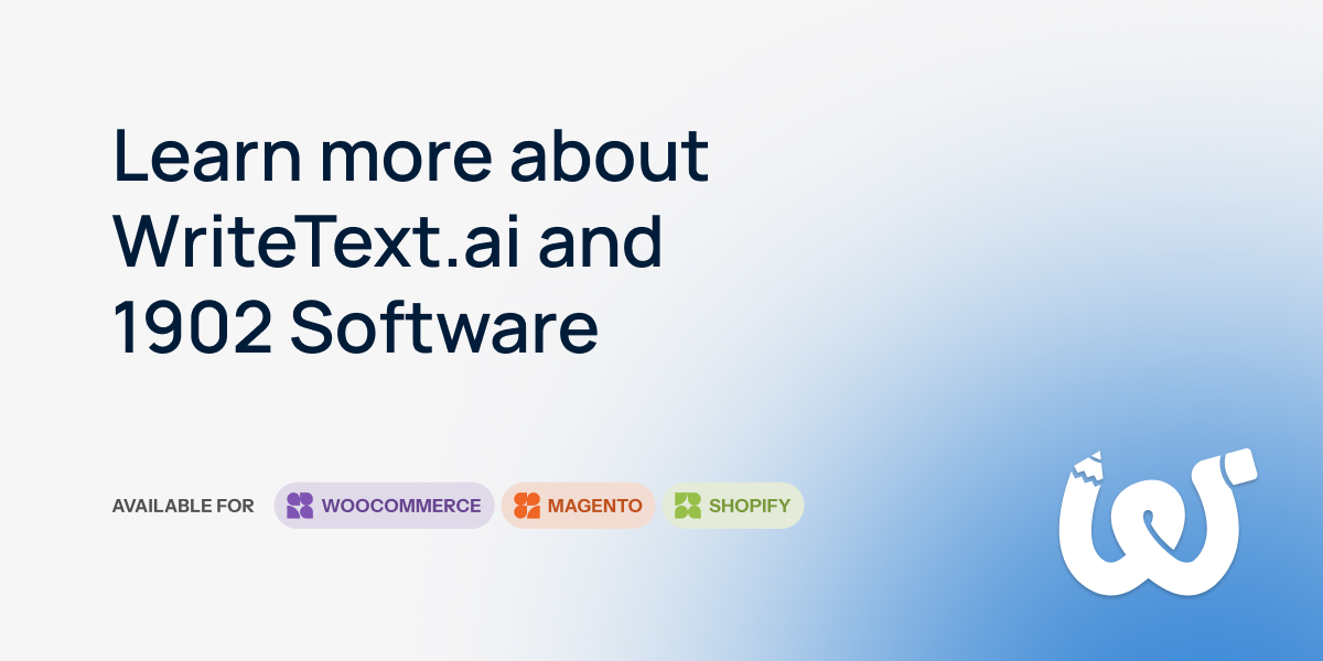 Discover WriteText.ai: AI-Powered Ecommerce Texts by 1902 Software
