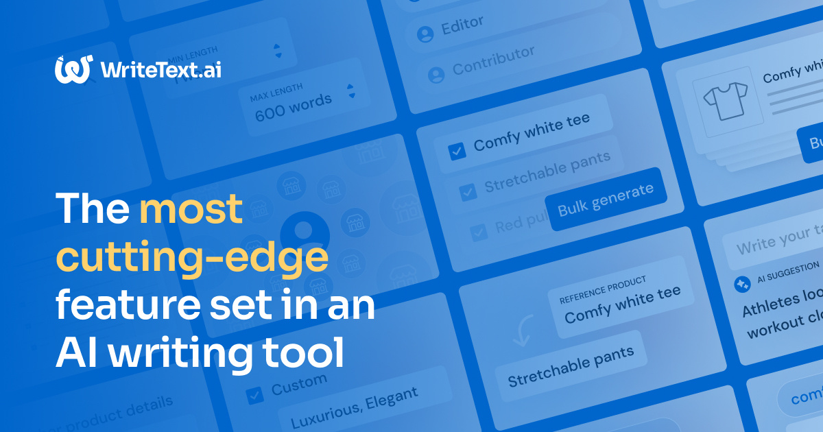 WriteText.ai's Features: Bulk AI Text Generation, Keywords, and More